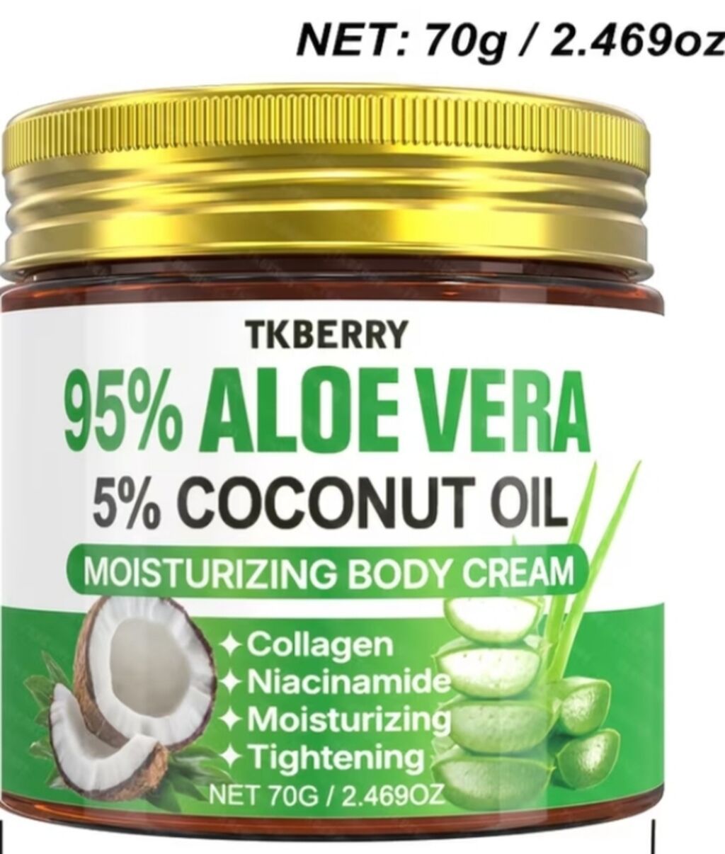 TKBERRY hidratantna krema za telo – 95% Aloe Vera, 5% kokosovo ulje -