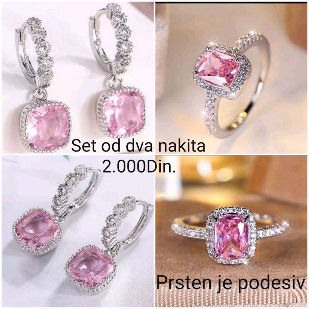Elegantni posrebreni set nakit sa žigom S925 od hirurskog čelika