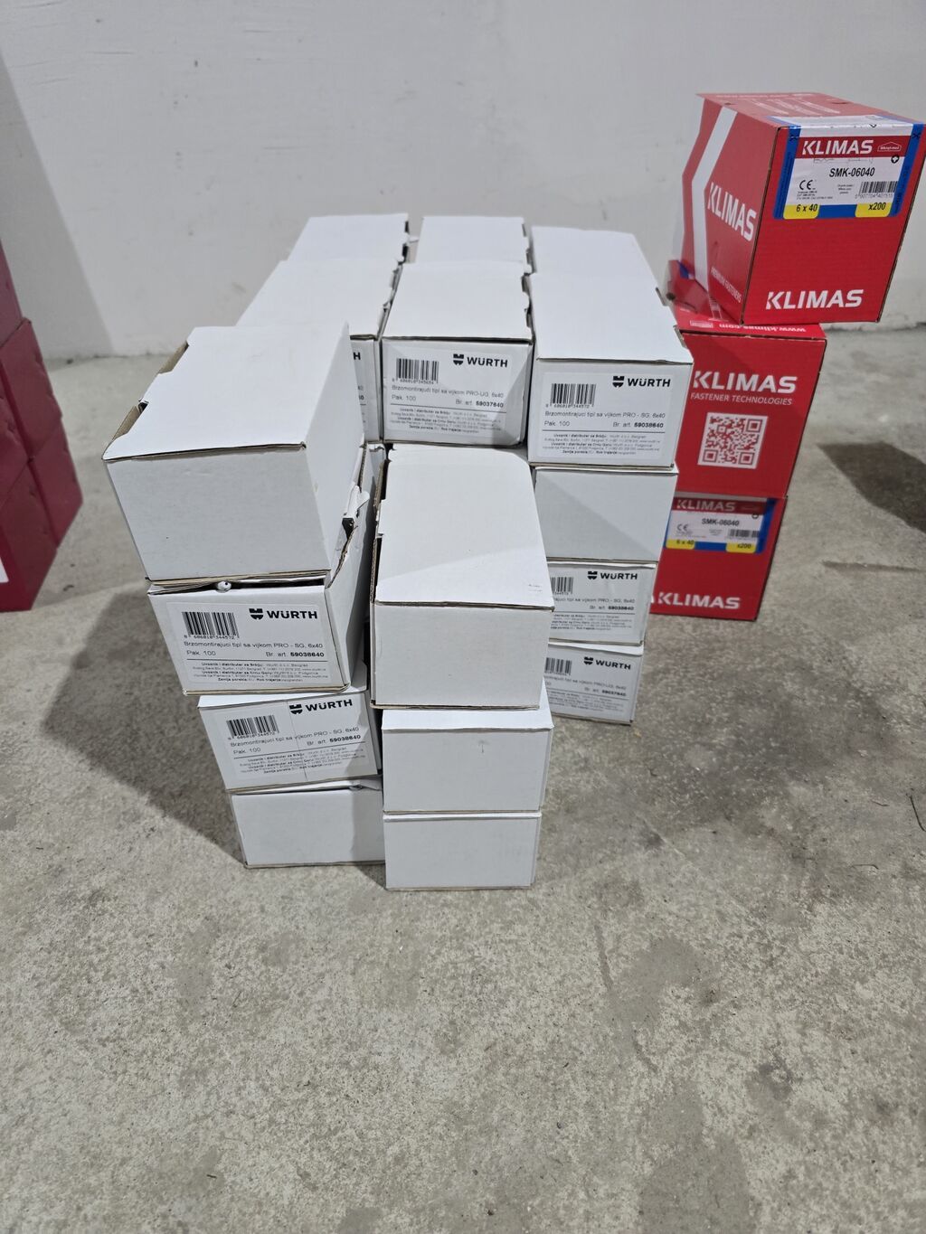 220kutija po 1000kom i tiplova - WÜRTH: pakovanja vijaka/tipli sa