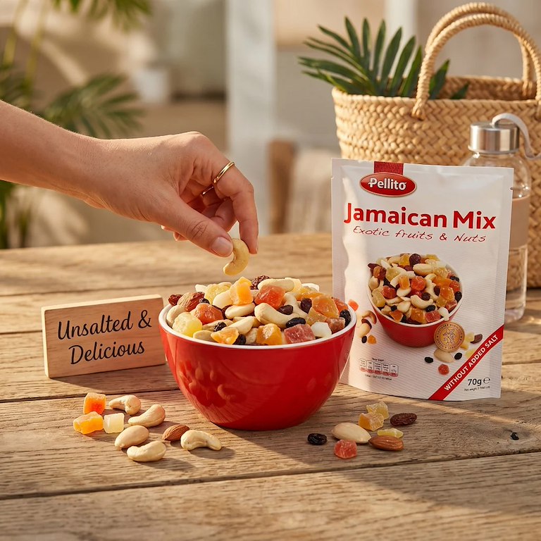 MIX EGZOTIČNOG VOĆA I ORAŠASTIH PLODOVA JAMAICAN MIX PELLITO 125G