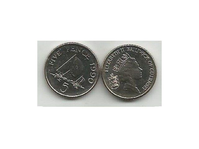 Guernsey 5 pence 1990. UNC