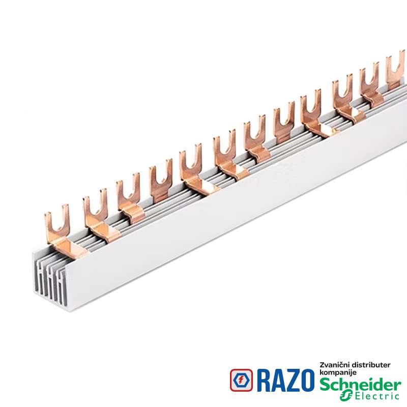 Sabirnica viljuška 3L 10mm2 63A 18 modula sa završnom kapom