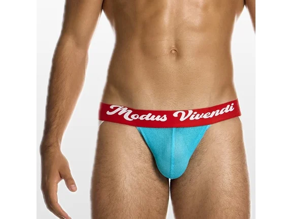 Modus Vivendi jockstrap sa crvenim pojasom muški tirkizni - S