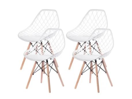 Lemon Planet Set trpezarijskih plastičnih stolica 4 kom Skandi bela Lemon 25-KS008SET