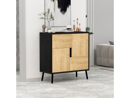 HANAH HOME Višenamenski ormar Darien Black Wood Sapphire Oak