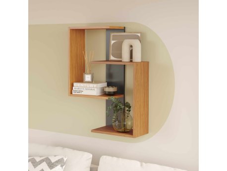 HANAH HOME Zidna polica Lisbon Anthracite Natural