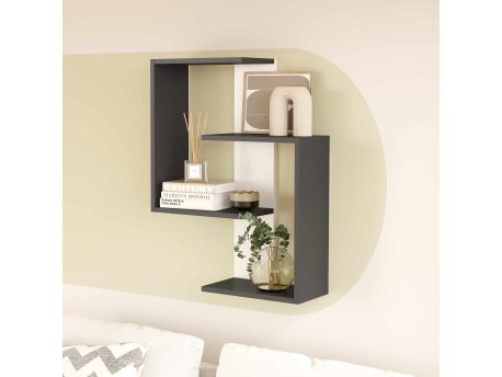 HANAH HOME Zidna polica Lisbon Anthracite White