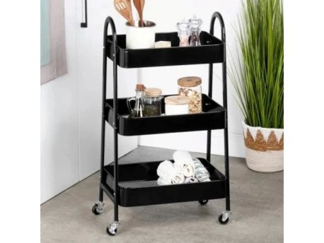 Vilde 568115 - Metalna polica sa 3 nivoa, crna , 44×31,5×78,5 cm