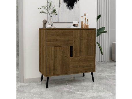 HANAH HOME Višenamenski ormar Darien Walnut Black Wood