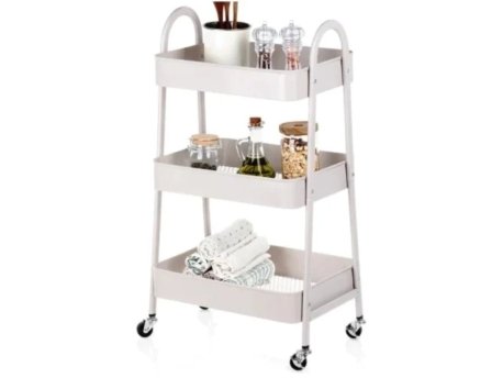 Vilde 568116 - Metalna polica sa 3 nivoa (be?, 44×31,5×78,5 cm