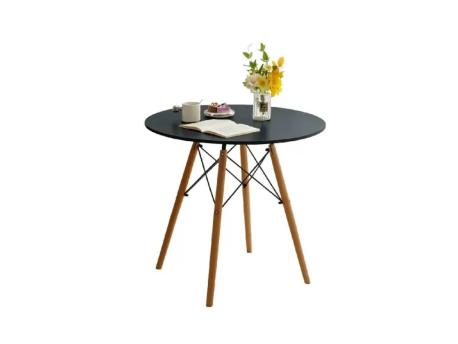 Lemon Planet Trpezarijski okrugli sto 80 cm sa drvenim nogarima Skandi crni Lemon 25-KS002
