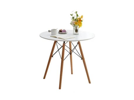 Lemon Planet Trpezarijski okrugli sto 80 cm sa drvenim nogarima Skandi beli Lemon 25-KS001