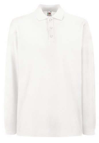 FRUIT OF THE LOOM, PREMIUM LS POLO, PREMIUM UNISEX POLO MAJICA DUGIH RUKAVA,BELA , L