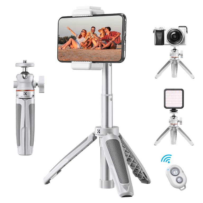 K&F Concept 34cm stativ za pametne telefone sa Bluetooth daljinskim (beli) KF09.128V2