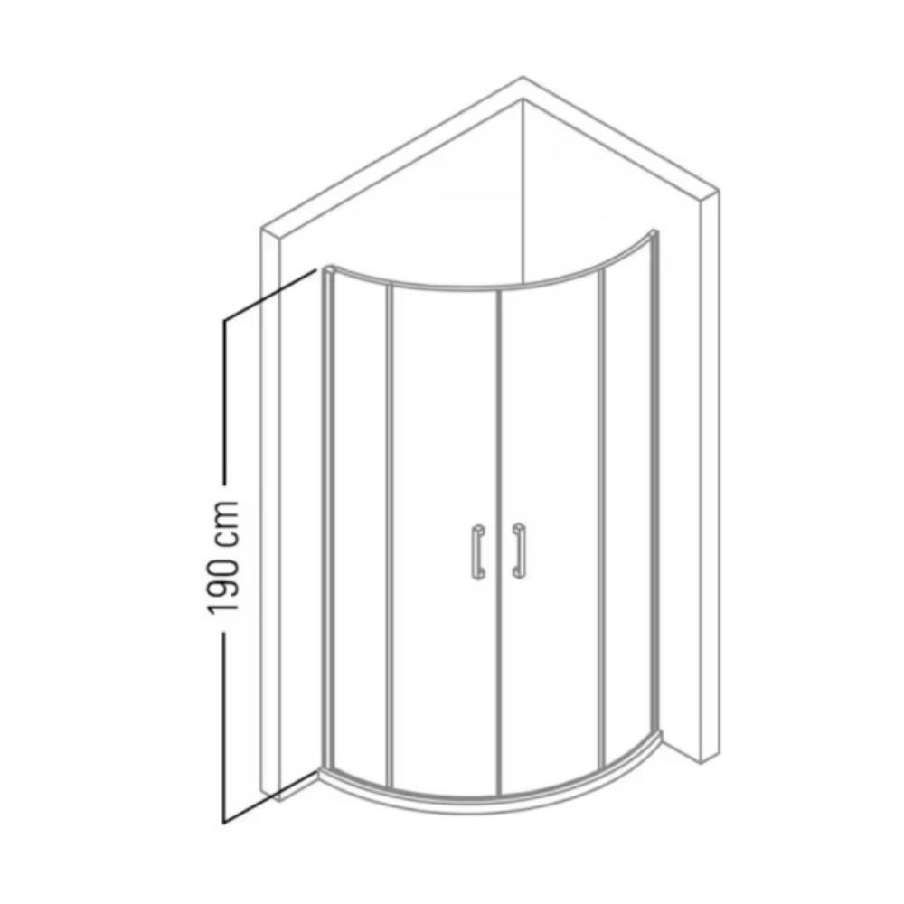 Tuš paravan polukružni 90x90x190 6mm (846rk101)
