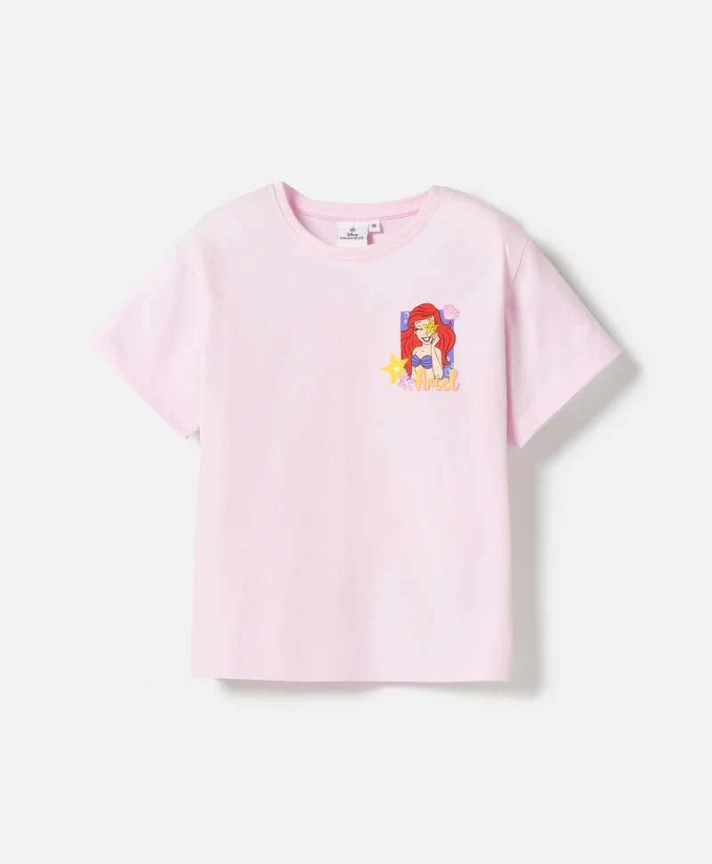 Roze majica za devojčice The Little Mermaid 100% pamuk