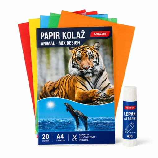 Kolaž papir A4 20listova 100gsm Animals Target