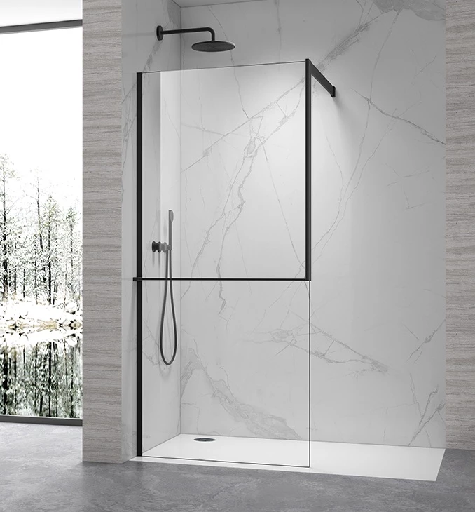 Walk-in COPEN FRAME 900x2100 matt black. staklo 8mm