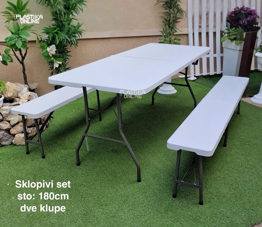 Sklopivi baštenski set (sto 180cm i dve klupe)