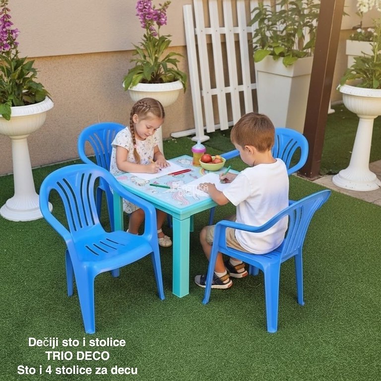 Dečiji sto i stolice TRIO DECO – Sto i 4 stolice za decu – PLAVI