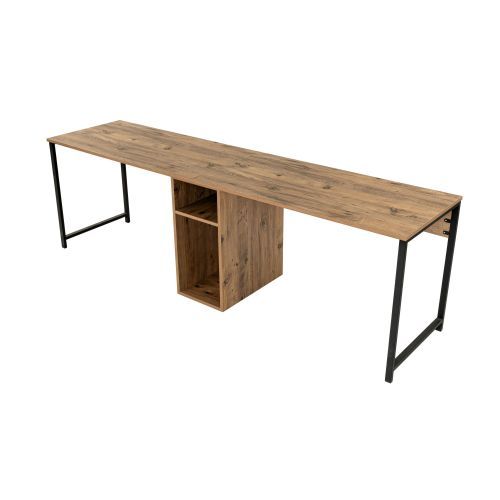 Twin Study Desk - Atlantic Pine, Black Study Desk OŠTEĆENO