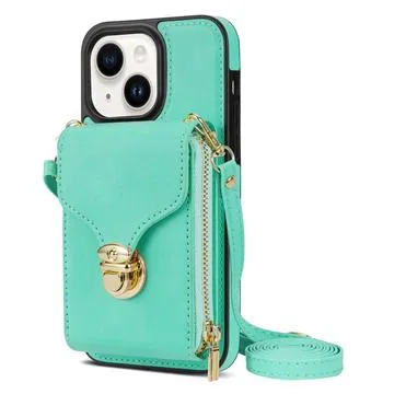 IPHONE 14 ALL-IN-ONE CASE WITH WALLET & STRAP - MINT