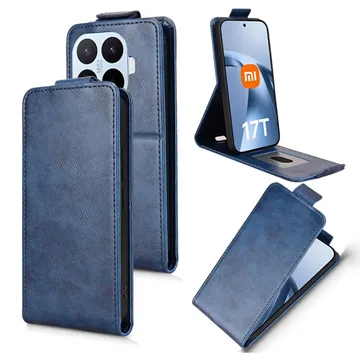 XIAOMI 17T PRO VERTICAL FLIP CASE WITH STAND - DARK BLUE