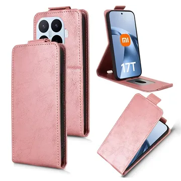 XIAOMI 17T PRO VERTICAL FLIP CASE WITH STAND - ROSE GOLD