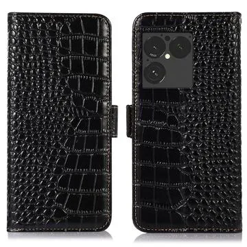 SONY XPERIA 1 VIII CROCODILE SERIJA KOŽNA MASKA-NOVČANIK SA RFID-OM - CRNA