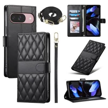 GOOGLE PIXEL 11/11 PRO LUXURY QUILTED WALLET CASE - BLACK