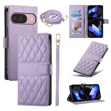 GOOGLE PIXEL 11/11 PRO LUXURY QUILTED WALLET CASE - PURPLE