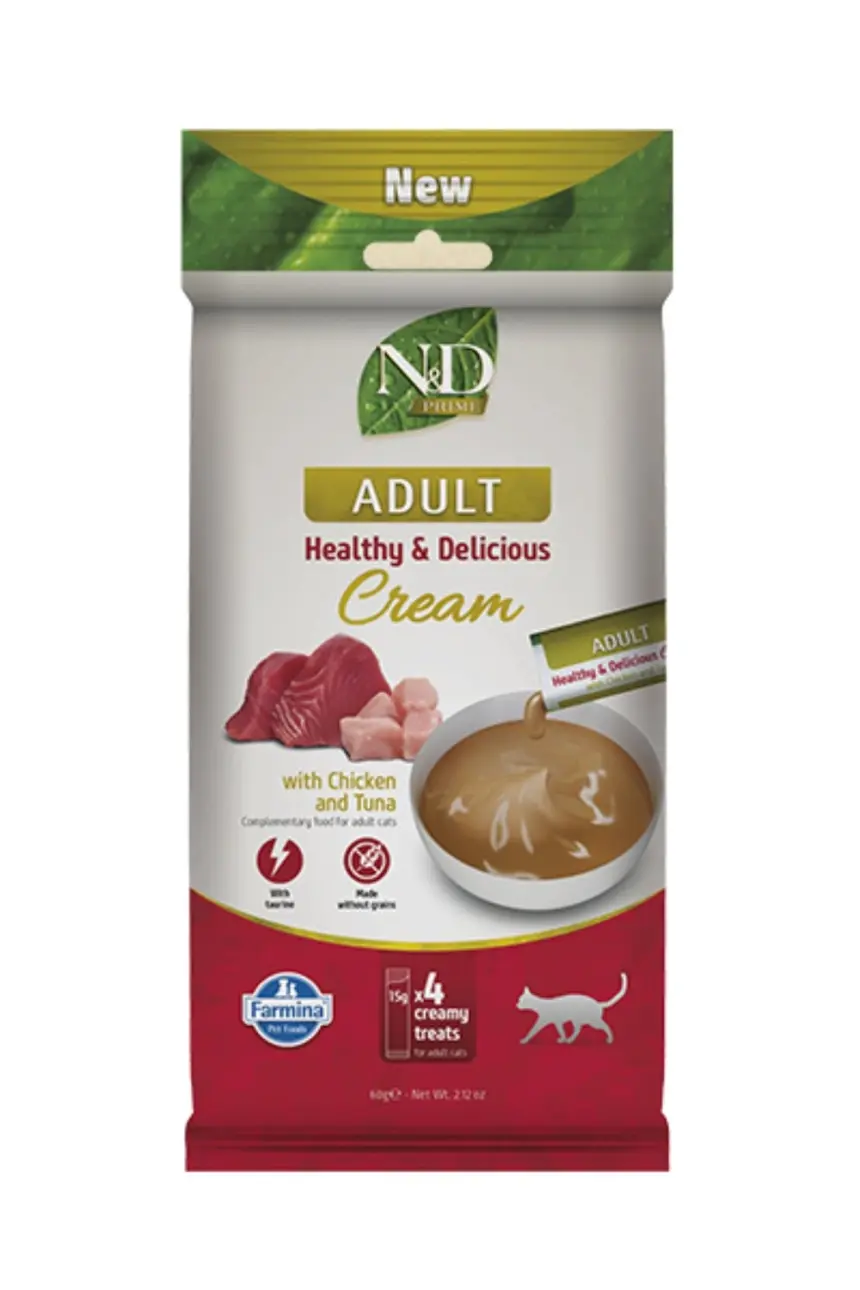 N&D Prime kremasta poslastica za macke, piletina i tuna 60 g