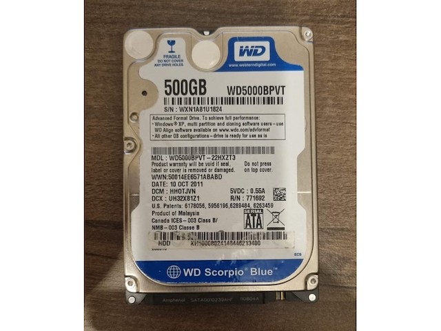 Hard disk 500Gb WD Scorpio Blue WD5000BPVT