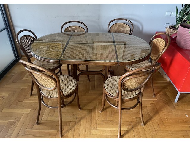 Vintage Mundus Varaždin trpezarija set - sto i stolice