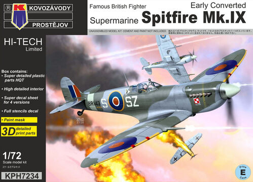 NEW! Kovozavody Prostejov KPH7234 Supermarine Spitfire Mk.IX - Early Converted (Hi-Tech)