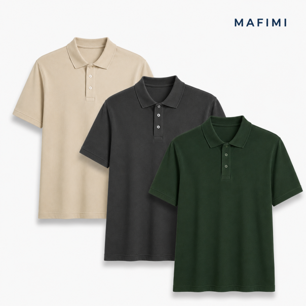 Mafimi Polo majice set Bež/Tamno siva/Tamno zelena