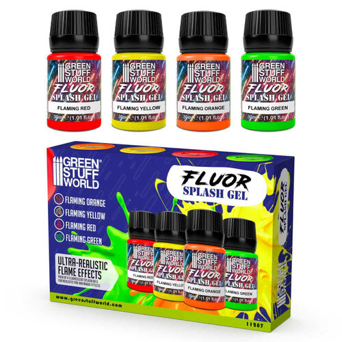 NEW! Green Stuff World 11287 Flaming Fluor Splash Gel Set