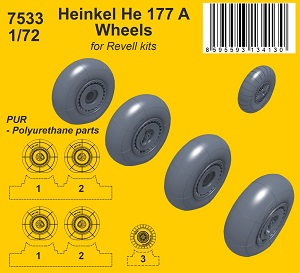 NEW! CMK K7533 Heinkel He-177 A - Wheels Set (for Revell Kits)