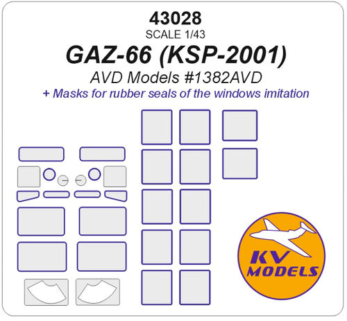 NEW! KV Models 43028 GAZ-66 (KSP-2001) - Masks Set (for AVD Models 1382 Kit)