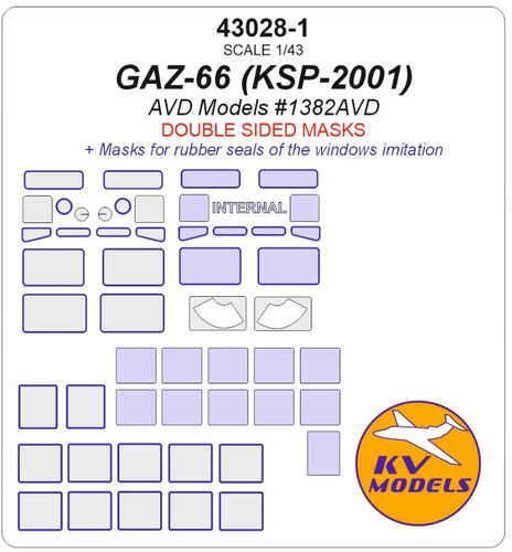 NEW! KV Models 43028-1 GAZ-66 (KSP-2001) - Double-Sided Masks Set (for AVD Models 1382 Kit)