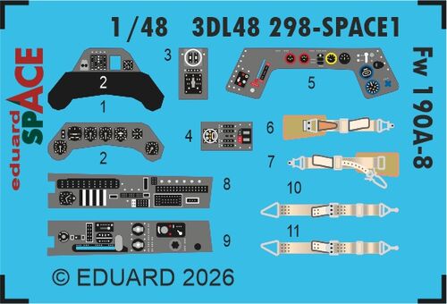 NEW! Eduard 3DL48298 Focke Wulf Fw-190 A-8 - Space Set (for Hobby Boss Kits)