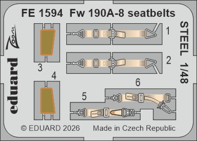 Eduard FE1594 Focke Wulf Fw-190 A-8 - Steel Seatbelts Zoom Set (for Hobby Boss Kits)