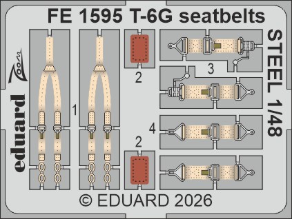 NEW! Eduard FE1595 North American T-6 G Texan - Steel Seatbelts Zoom Set (for Italeri Kits)