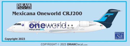 NEW! Draw Decal 72-CRJ-04 Bombardier CRJ200 - Mexicana "Oneworld"