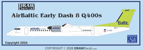 NEW! Draw Decal 72-DHC8-05A Bombardier Dash 8 Q400 - airBaltic Early
