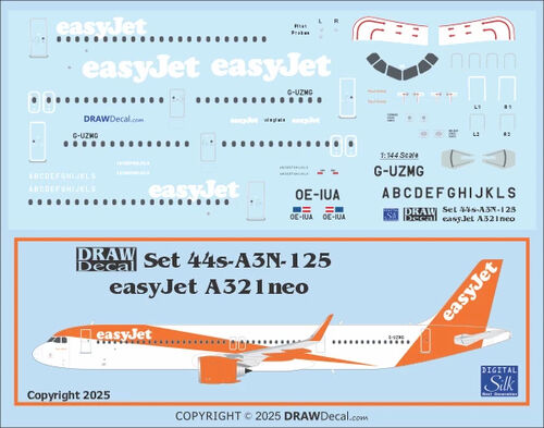 NEW! Draw Decal 44-A3N-125 Airbus A321neo - easyJet
