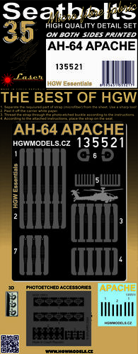 NEW! HGW Models 135521 AH-64 Apache - Seat Belts and Accessories Set