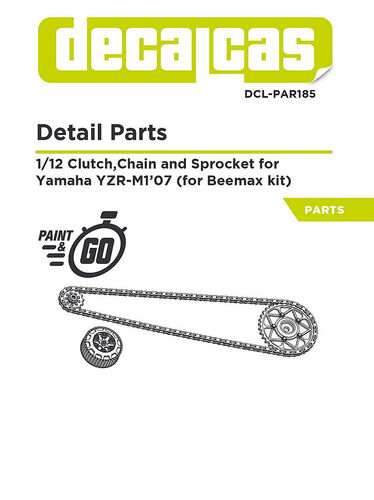 NEW! Decalcas PAR185 Yamaha YZR-M1 (2007) - 3D-Printed Clutch, Chain and Sprocket (for Beemax 13002 Kit)