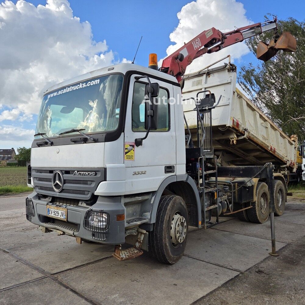 Mercedes-Benz Actros 3332 6x4 2-Side Tipper Manual Gearbox HMF 14t Crane kiper