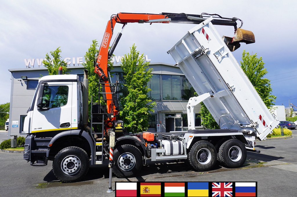 Mercedes-Benz Arocs 3236 8×4 / 90 tho. km / Fassi F155A.0.22 / remote control kiper